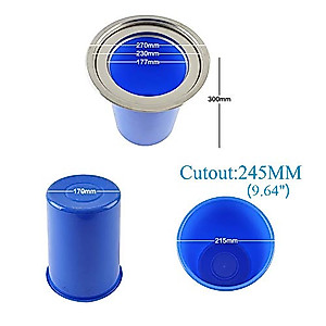 8L ABS Plastic Kitchen Bath Countertop Bench Top Waste Garbage Trash Plastic Bin Container with Stainless Steel Lid Built-in Drop in