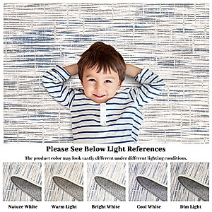 ROYHOME 8x10 Bedroom Rug Geometric Large Living Room Area Rug Indoor Washable Rug Non-Slip Stain Resistant Throw Floor Carpet Modern Abstract Dining Room Rug Boho Accent Rug for Home Office, Blue