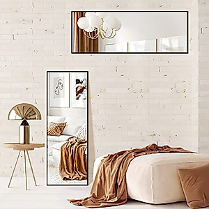 NicBex Full Length Mirror, 43x16 Inch Aluminum Alloy Frame Large Wall Mirror, Vanity Mirror, Bedroom Mirror, Dressing Mirror, Living Room Mirror,Black