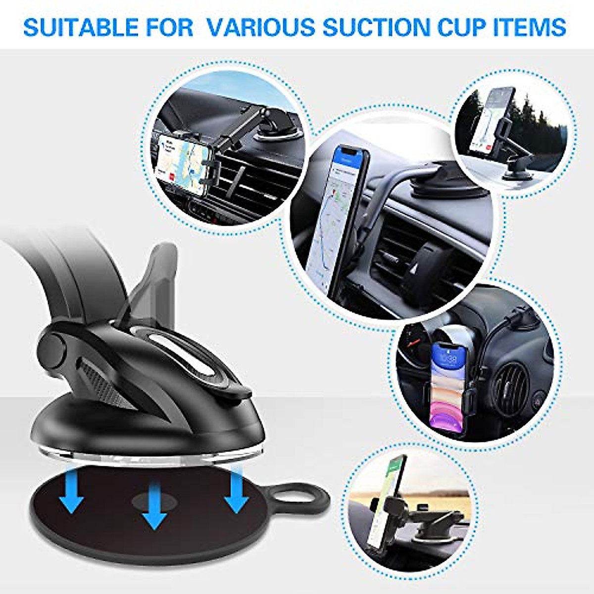 volport Dashboard Pad Mounting Disk for Suction Cup Phone Mount, 2.95in/75mm Sticky Adhesive Disc for Car Dash Cam GPS Holders with 3M Extra Strong Double-Sided Circle Adhesion Replacement Stickers