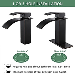 VOTON Bathroom Sink Faucet Oil Rubbed Bronze Waterfall Bathroom Faucet Black Single Handle Single Hole Rv Lavatory Vessel Faucet Basin Mixer Tap Solid Brass Vanity Sink Faucet