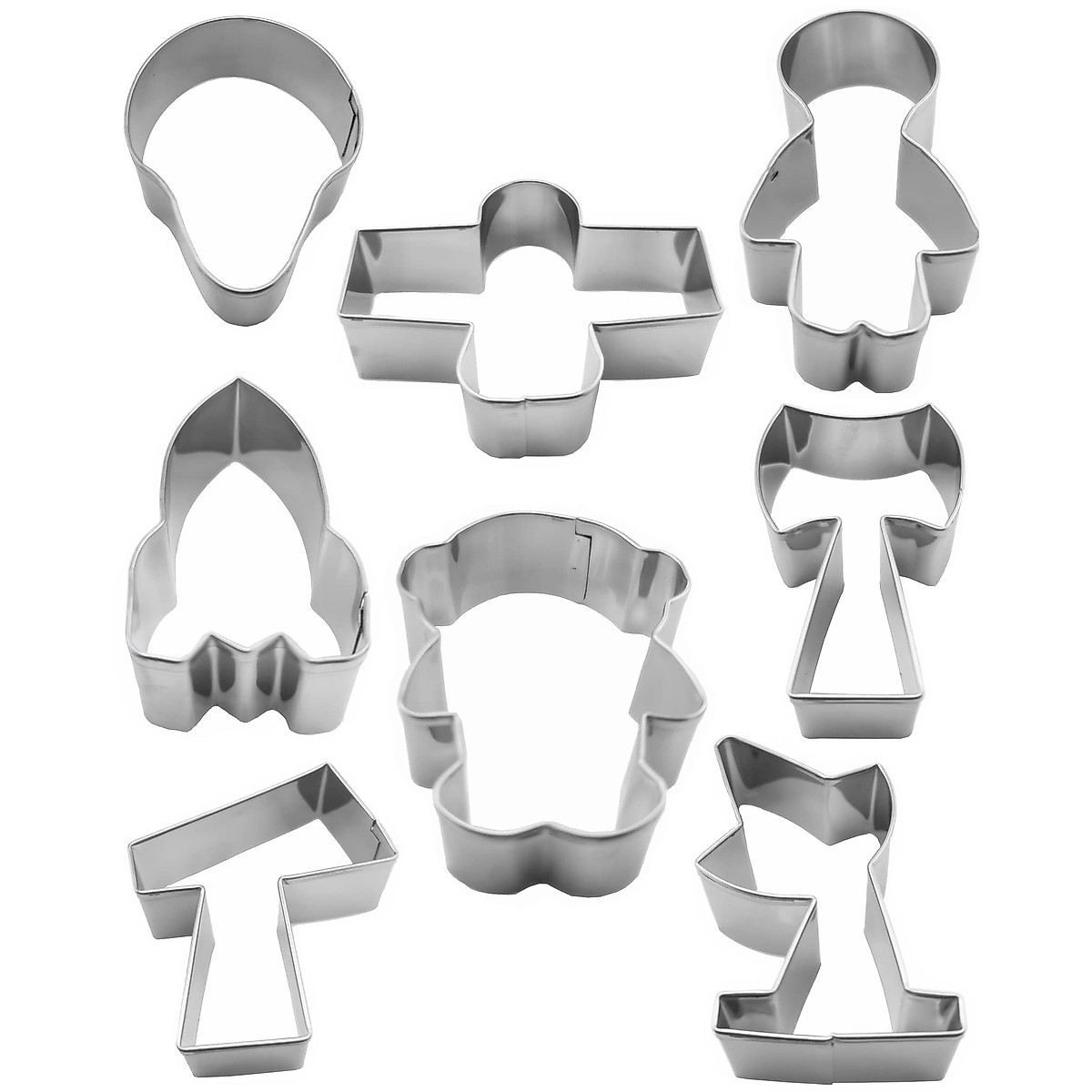 Space Alien Series Cookie Cutter Set of 8 pcs, Stainless Steel UFO Fondant Cutters Set Pastry Biscuit Baking Clay DIY Molds for Kids