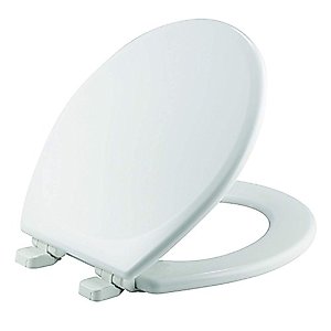 MAYFAIR 843SLOW 000 Lannon Toilet Seat will Slow Close and Never Loosen, ROUND, Durable Enameled Wood, White