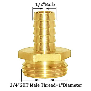 Joywayus Brass 1/2" Barb x 3/4“GHT Thread Swivel Knurling and Hex Garden Water Hose Pipe Repair Connector Fitting with Stainless Clamp (4PCS)