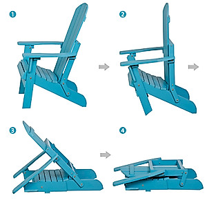 SUPER DEAL Set of 2 Folding Adirondack Chair Plastic Weather Resistant Patio Chairs Outdoor Accent Furniture Fire Pit Lounge Chairs for Yard, Garden, Patio 380lb Weight Capacity - Blue