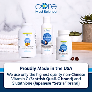 Core Med Science Liposomal Glutathione Supplement (500mg, 60 Softgels) - Pure Reduced Setria with Phospholipid Complex - Antioxidant Supplement for Energy, and Skin