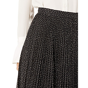 Jill Jill Stuart Women's Pleated Skirt Foil Printed Chiffon, Black, 8