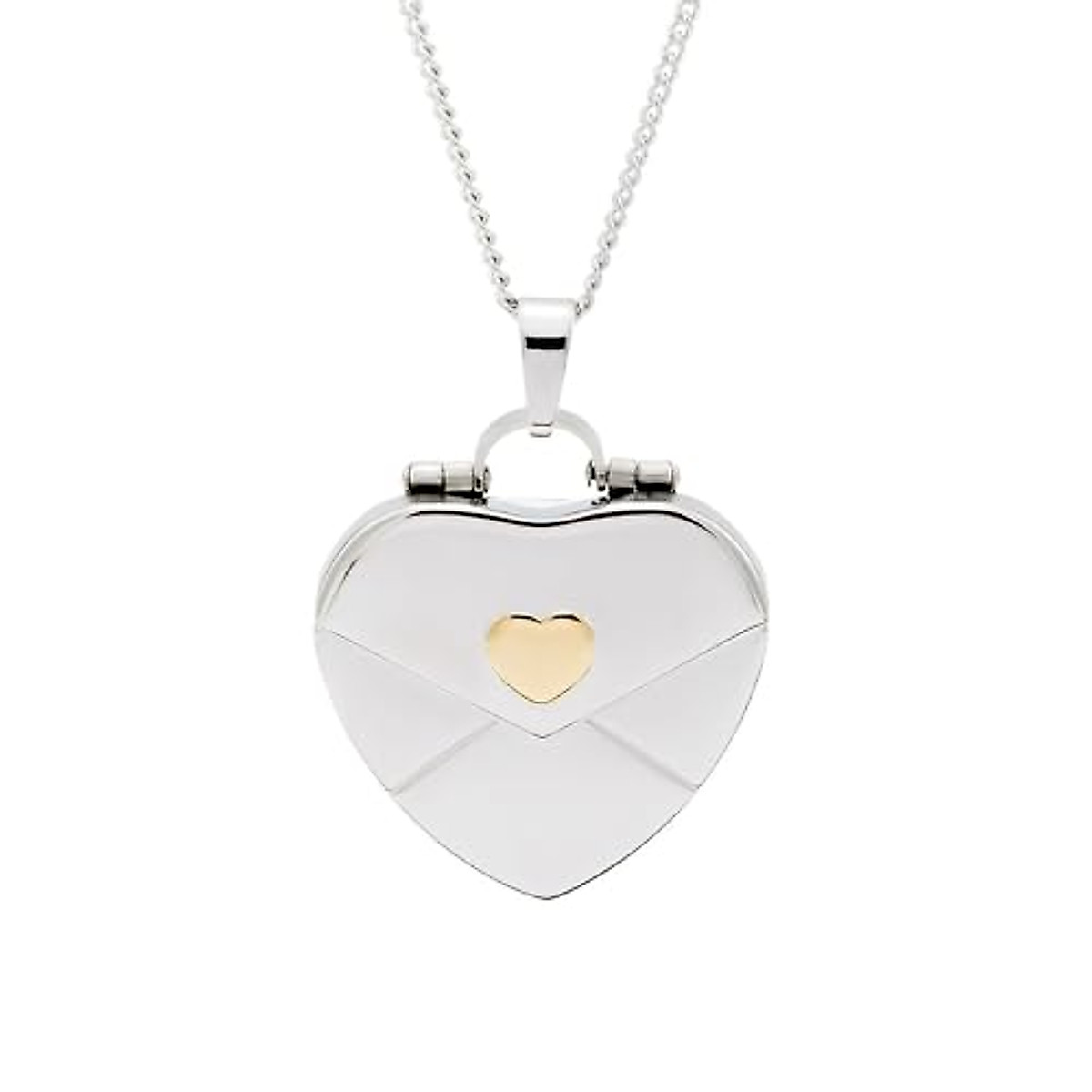 Women's Stainless Steel Engravable Gold Heart Envelope Locket, (20" long chain) - Personalized Secret Locket Necklace - Heart Locket - Custom Necklaces for Women - Gifts for Mom - Gifts for Mom