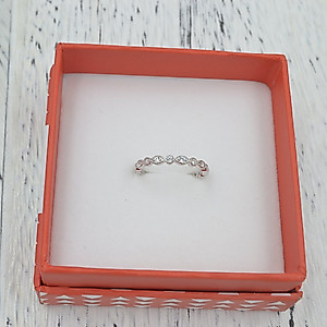 espere Milgrain Marquise & Round Cubic Zirconia Half Eternity Ring Stacking Infinity Wedding Band Sterling Silver Rings Rhodium Plated Size 6