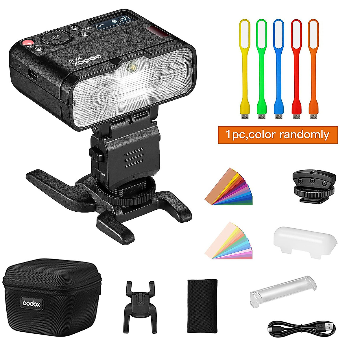 GODOX MF12 TTL 12W Macro Flash,2.4G Wireless Control Built-in 3.7V Lithium Battery Speedlite and Off-Camera TTL Speedlight Compatible with Canon Nikon Sony Fuji Olympus Panasonic with USB Light