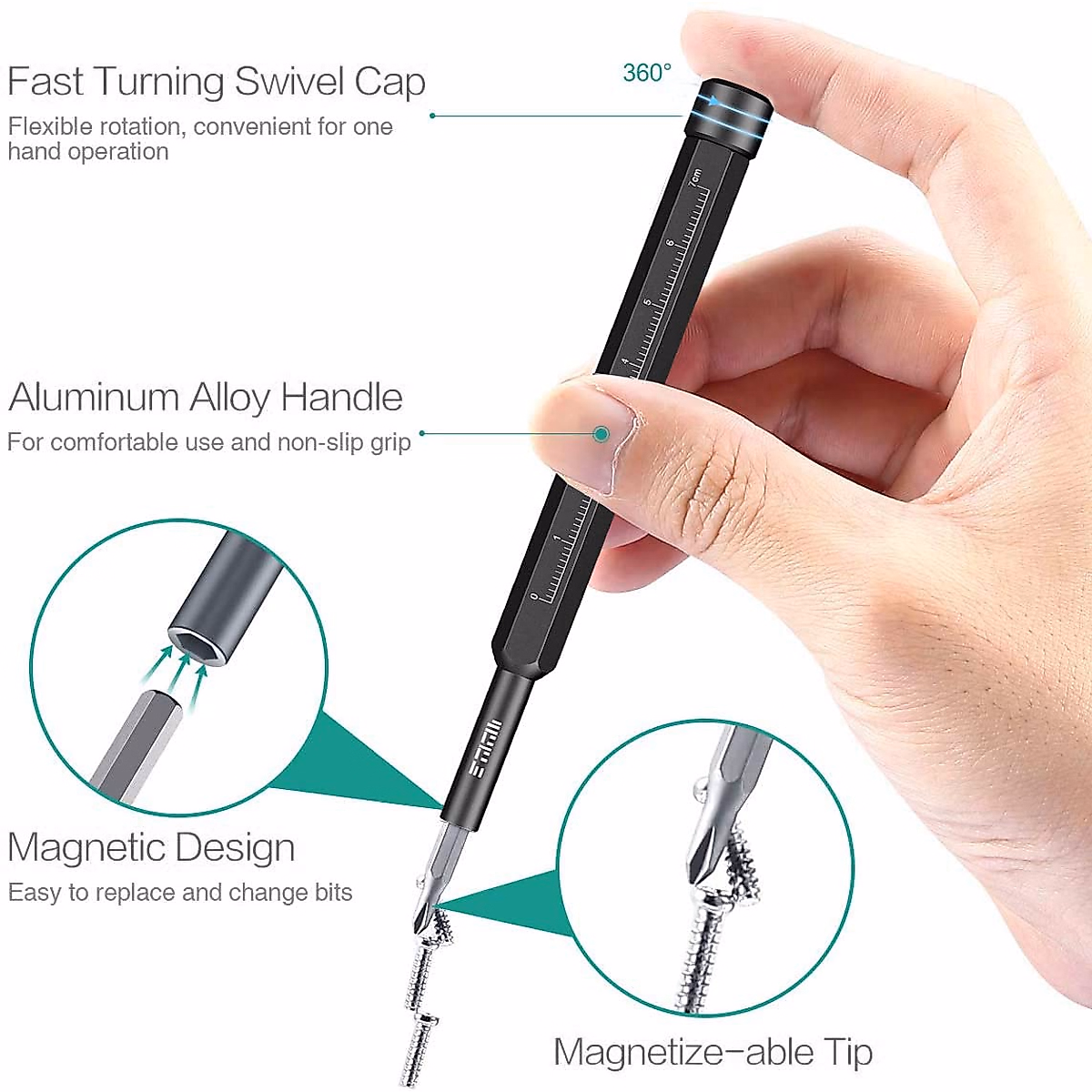 Precision Screwdriver Set 46 in 1 Electronic Repair Kit Small Magnetic Bits with Phillips Slotted Torx Hex Pentalobe for iPhone Tablet Laptop Game Console