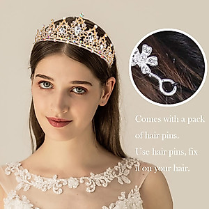 COCIDE Gold Tiaras and Crowns for Women Crystal Headband for Girl Clear Rhinestone Hair Accessories for Bride Wedding Bridal Prom Birthday Party Queen Princess Decorations Halloween Costume Cosplay