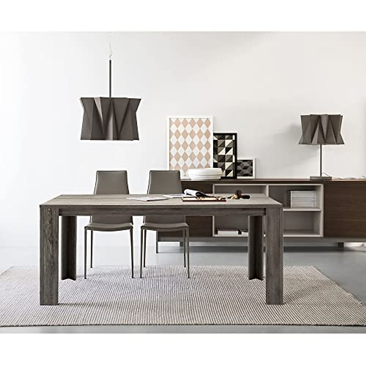 GIA 59" L Wood Restaurant Dining Table for 4-6, Seats up to 6, Modern Farmhouse Rectangular Home Kitchen Dinner Table with Melamine Finish, 59x35x29.5 Inches, 77lbs, Aged Gray Oak