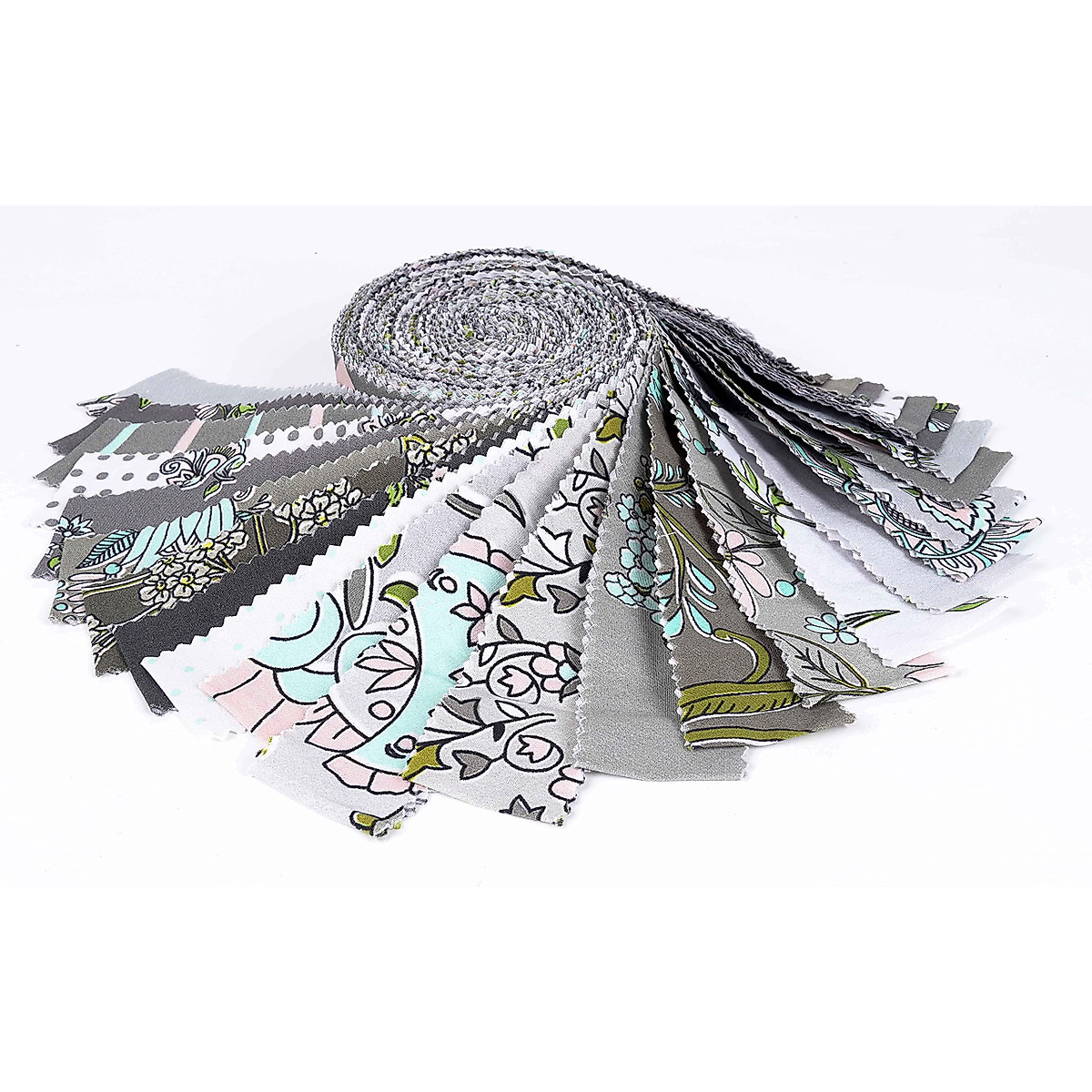 Soimoi 40Pcs Block Print Precut Fabrics Strips Roll Up 1.5x42inches Cotton Jelly Rolls for Quilting - Black