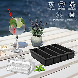 Vinkoe Kitchen Silicone Ice Cube Trays Large for Whisky, Collins Ice Cube Mold Tray Also Used for Butter Mold, 2 Count