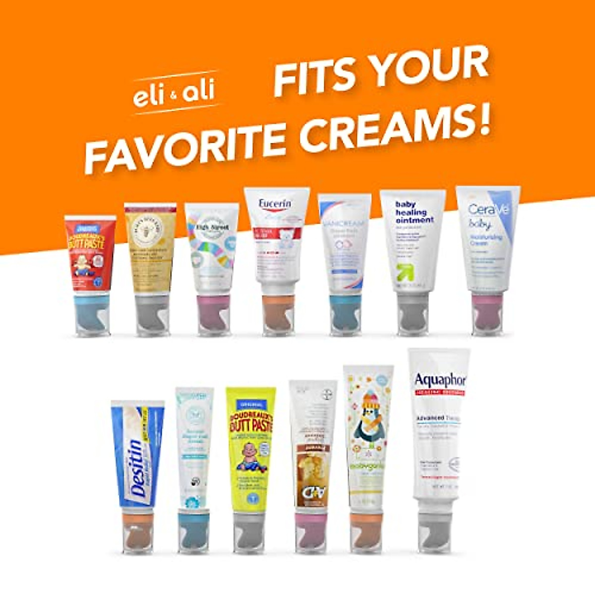 Eli & Ali Tush Swiper - Diaper Rash Cream & Butt Paste Applicator - Universal Fit for Most Diaper Creams | Mess-Free & Hygienic Alternative to Cream Spatula - Carry Less Baby Gear - Orange, 1 Pack