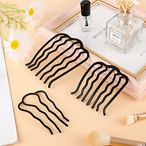 8 Piece U-Shape Hair Combs for Women's French Twist Updo and Bun Vintage Styling (Black)