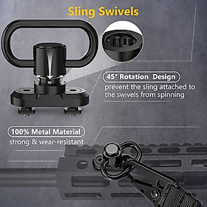 CVLIFE Two-point Sling Adjustable Length, with Anti-Rotation Sling Swivels 2 Pack, Black