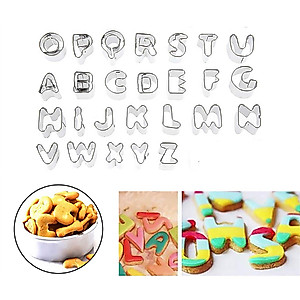 FantasyDay Gift Set Classic Holiday Large Alphabet Fruit Cookie Cutter Kit - 3 Inches - Stainless Steel Pastry Cutters Set for Biscuits, Dough, Fondant, Donuts - 26Pcs Educational Letters Cutters #1