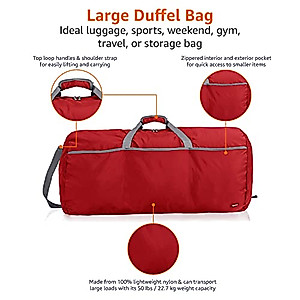 Amazon Basics Large Travel Luggage Duffel Bag, Red