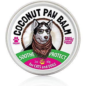 Dog Paw Balm Soother & Moisturizer 2 oz with Natural Shea Butter Coconut Oil Beeswax Heals and Repairs Cracked Dog Paws Snout & Elbows Snow & Dry Weather Protection Ointment Safe Invisible Barrier