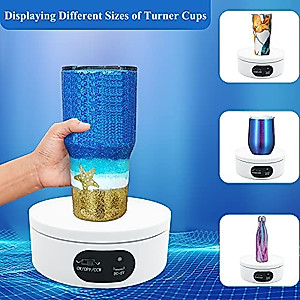 Riomh Turner Cup Display Stand for Epoxy Glitter Tumbler, 360 Degree Automatic Mute Rotating Turntable, Bling Bling Tumbler Making Supplies Spinner