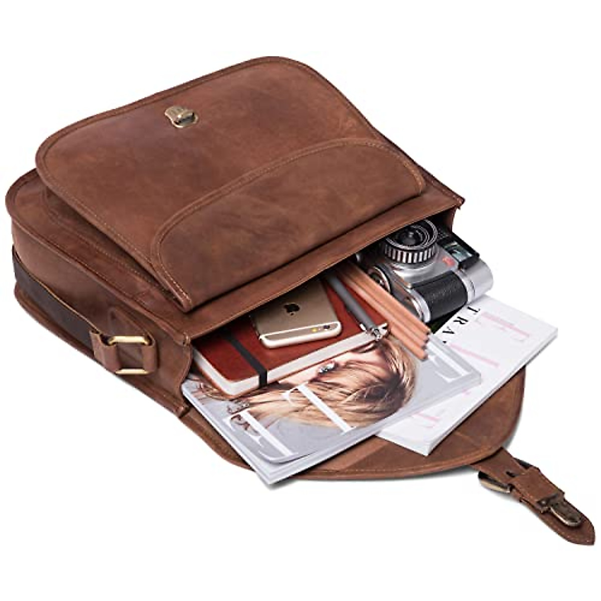 LEABAGS Riyadh Shoulder bag I Genuine buffalo leather handbag I Shoulder bag with vintage look I Leather shoulder handbag