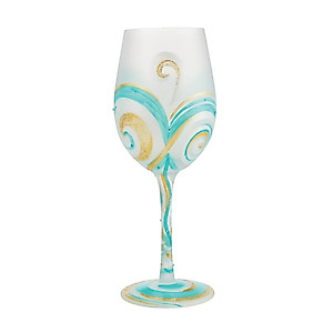Enesco Designs by Lolita Riding the Waves Hand-Painted Artisan Wine Glass, 15 Ounce, Multicolor