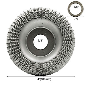 Winbyoan Wood Carving Disc Grinder Shaping Disc 7/8 Inch Bore Wood Tungsten Carbide Grinding Wheel Carving Abrasive Disc for Sanding Carving Shaping (100mm, Arc Type, Silver)