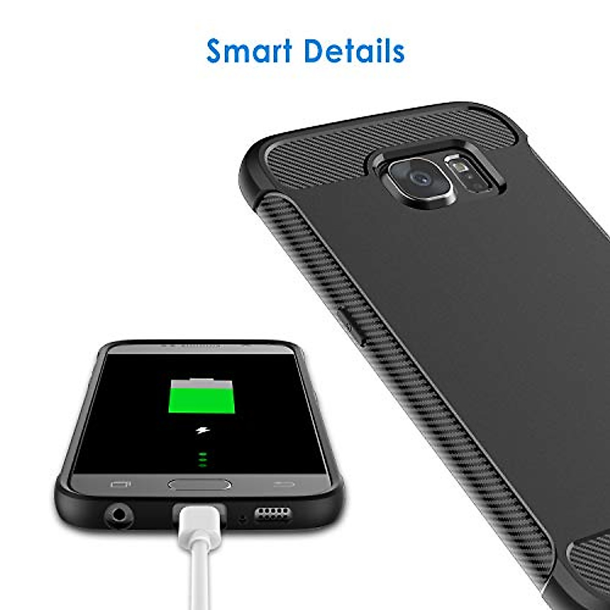 JETech Slim Case for Samsung Galaxy S6 (NOT for S6 Edge), Protective Cover with Shock-Absorption and Carbon Fiber Design, Black