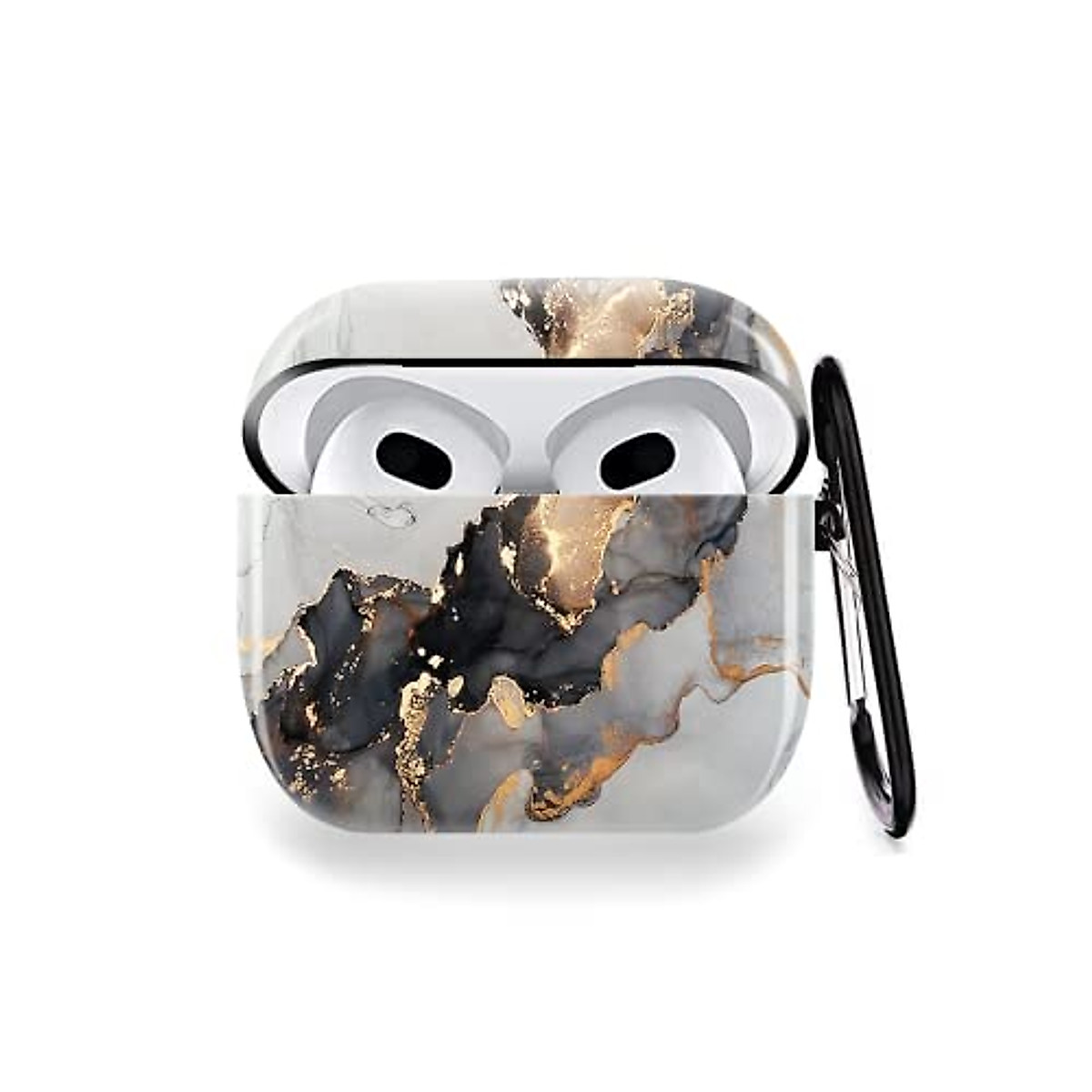 AirPods 3 Case Cover Graceful Marble Hard Protective Case Shockproof Cover with Keychain Compatible with Apple AirPods Charging Case 3 TPU Case for Airpods 3