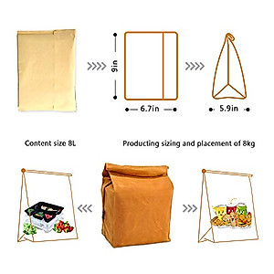 Waxed Canvas Lunch Bags Brown Paper Bag Styled - Classic Updated - Reusable and Washable, Worthbuy Lunch Box for Men & Women