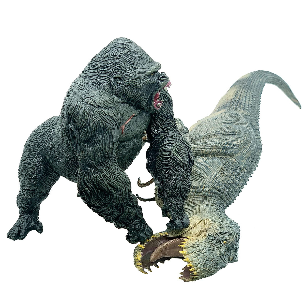King Kong VS Vastatosaurus Rex Dinosaur Toys with Realistic Rock Action Figure Rampage Gorilla Fight Tarbosaurus Animal Figurines for Role Playing Story Telling Toy for Kids