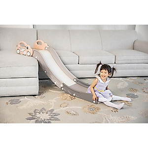 Toddler Indoor Sofa Slide – Stair Slide Attachment for Bed, Nugget Couch & Playgrounds, Car Shape - Pink