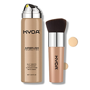 KYDA AirBrush Foundation Spray, Silky Foundation Mist Makeup, Flawless Coverage for Smooth Creamy Nude Finish, Breathable Blendable Lasting Formula, Moisturizing Makeup Primer-#220 Natural Beige
