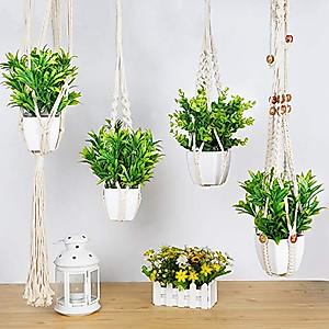 Artflower 2 Pack Artificial Eucalyptus Plants in Pots Mini Green Faux Potted Plants with Plastic White Vase Fake Aloe Grass for Home Indoor, Office, Desk, Table Bathroom Bedroom Decor