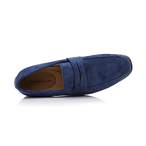 Ferro Aldo Dylan MFA19671 Classic Moc-Toe Penny Loafers for Men Royal Blue Suede 10
