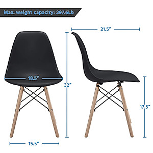 Yaheetech Dining Chairs Modern Mid Century Chairs DSW Shell Eiffel Armless Side Chairs for Kitchen Living Room Lounge, Black, 4pcs