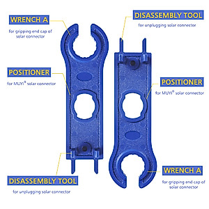 MUYI 47pcs Solar Panel Replacement Tools Kits, 10 Pair Solar Connectors and 2pcs Spanners Wrench with 1-Piece Wire Crimper for 13-10AWG Cable (2.5/4/6mm²)
