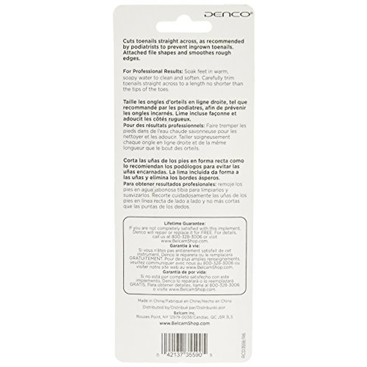 Denco Straight Cut Toenail Clipper,Silver,1 Count (Pack of 1),3559N