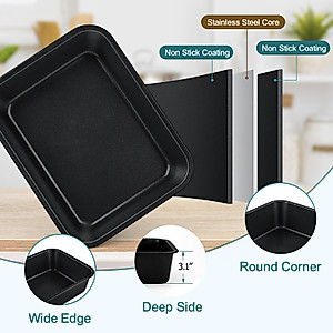 TeamFar Lasagna Pan, 10.6 x 8.25 x 3.1inch Rectangular Cake Baking Pan, with Stainless Steel Core & Nonstick Coating, Healthy, Wider Edge & Deep Side
