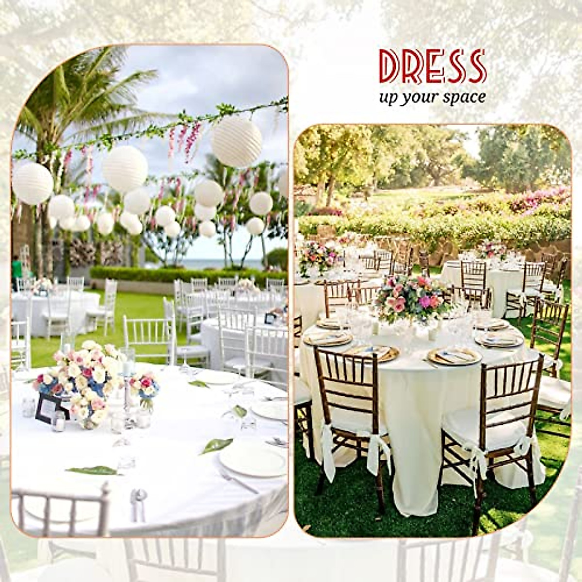 MTREO 5 Pack Round Tablecloth 90 Inch Polyester Round Table Cloths White Wrinkle Resistant Washable Polyester Table Cloth Decorative Fabric Table Cover for Wedding Party Restaurant Buffet Table