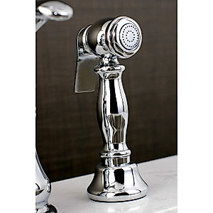 Kingston Brass KS7801TPLBS Templeton Widespread Kitchen Faucet with Brass Sprayer, Polished Chrome