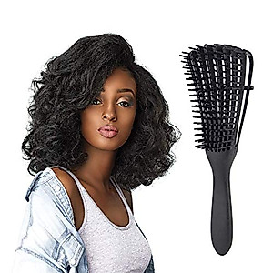 Detangling Brush for Afro America/African Hair Textured 3a to 4c Kinky Wavy/Curly/Coily/Wet/Dry/Oil/Thick/Long Hair, Knots Detangler Easy to Clean (Black)