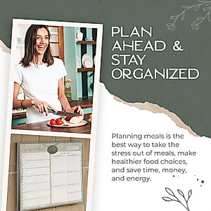 Graceful By Design Weekly Meal Planner and Grocery List Magnet Pad For Fridge or Wall - Weekly Menu Board For Kitchen and Meal Planner Magnetic with Tear-Off Grocery List Notepad - 8.5" x 11"