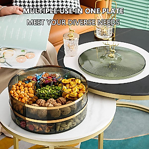 Snack Serving Tray, 5 Compartments Fruit Serving Container, Dry Fruit Snack Relish Tray with Lid, Nut and Candy Serving Tray, for Dried Fruits, Nuts, Candies, Cookies and Fruits