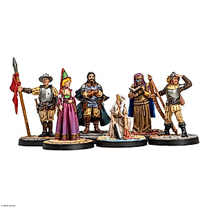 Dungeons & Lasers Townsfolk Miniature Pack - 62 NPC DND Miniatures with Scenic Bases - Use for D&D Miniatures and 5E Compatible Tabletop RPG Games - 28MM Unpainted and Unassembled - for 14 Years +