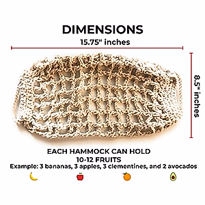 Hanging Fruit Hammock Under Cabinet - 1 Macrame Fruit Hammock Kitchen Under Cabinet, 2PCS Hooks - Handwoven Cotton Basket Storage for Produce, Banana - Boho Kitchen Decor For More Counter Space at Home Boat Camper RV