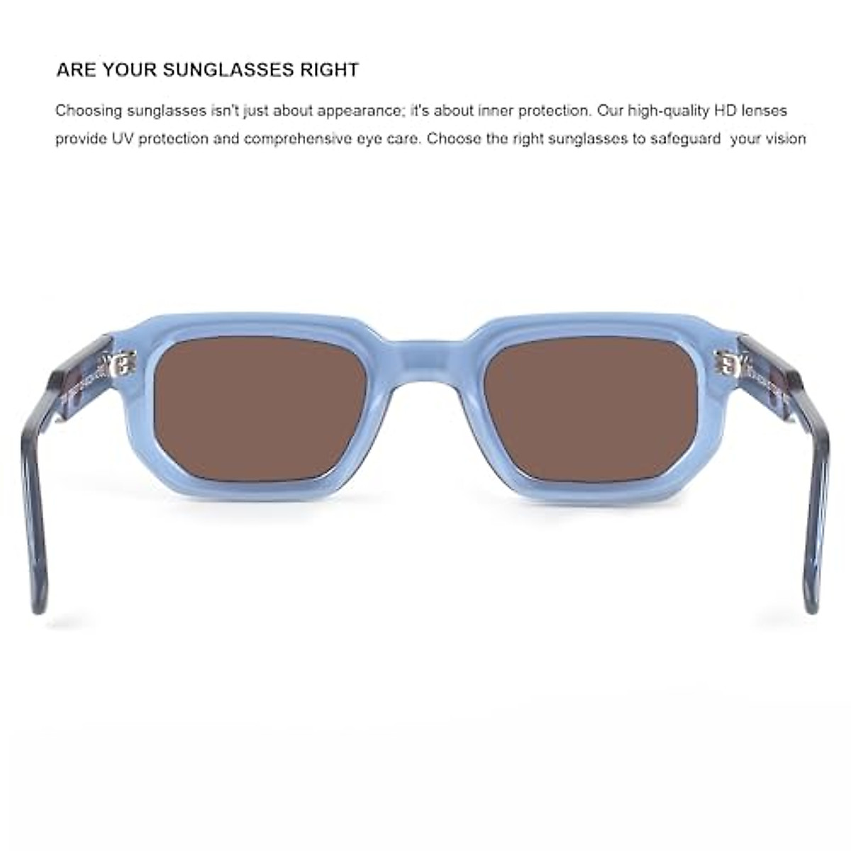 Baililai Trendy Rectangle Sunglasses for Women and Men,High Definition Clarity, UV Protection, and Glare Reduction (blue-C6)