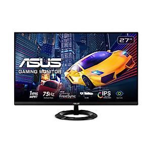ASUS VZ279HEG1R 27” Gaming Monitor, 1080P, 75Hz, IPS, 1ms, FreeSync, Extreme Low Motion Blur, Eye Care, HDMI VGA, Ultra-Slim, Frameless
